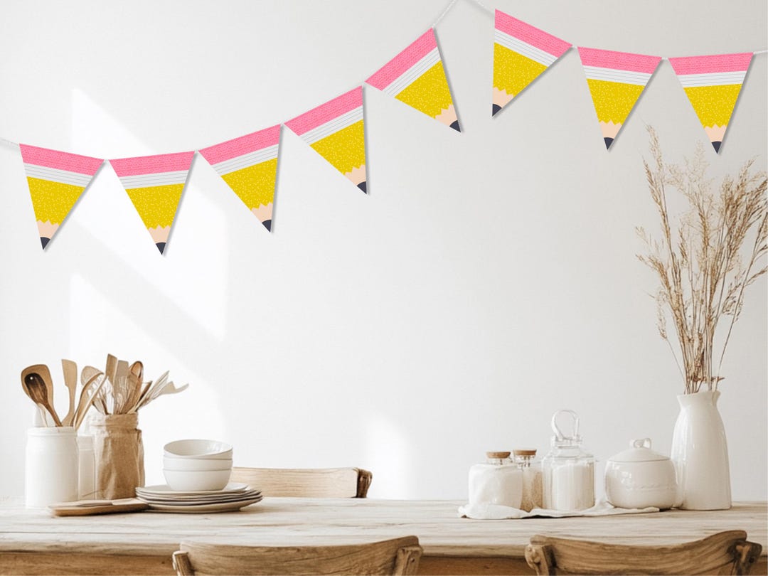 Printable Pencil Pennant Flag Banner, Back to School Photo Prop, First ...