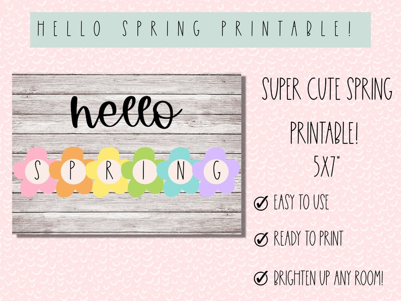 Hello Spring Printable, Printable Spring Decor, Spring Printable Wall ...