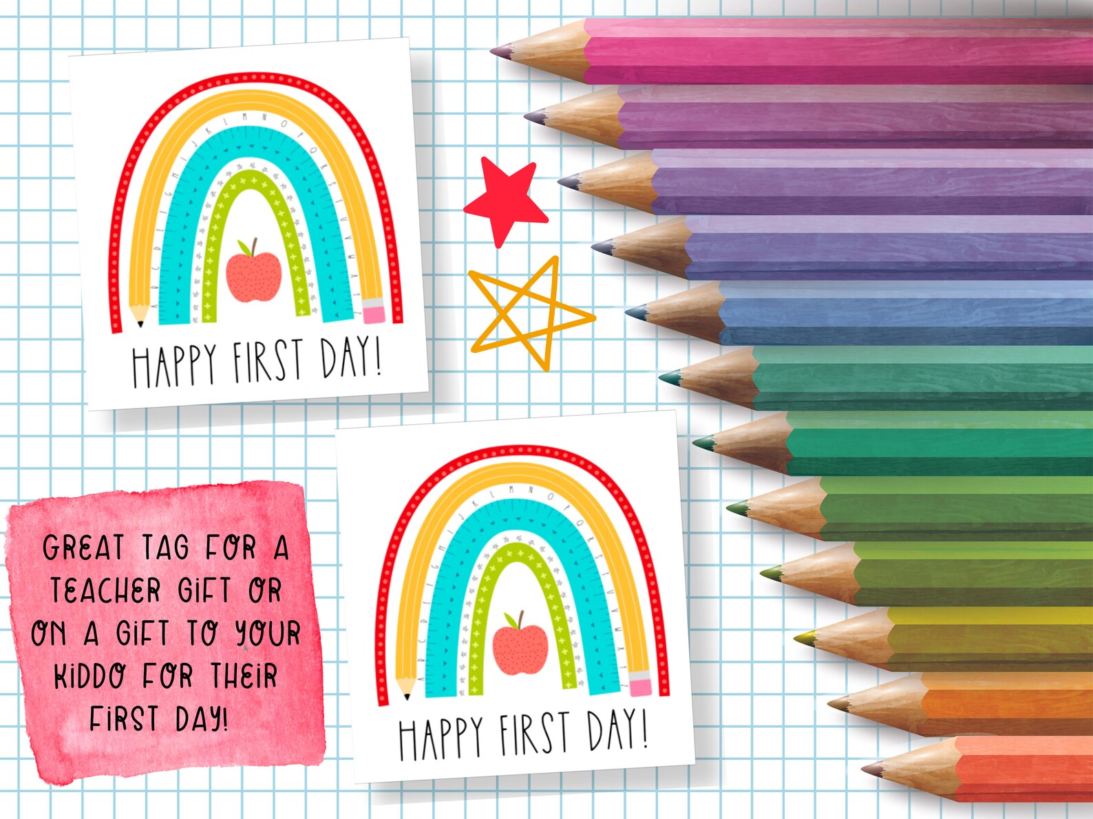 First Day of School Gift Tag / Printable Teacher Gift / Instant Digital ...