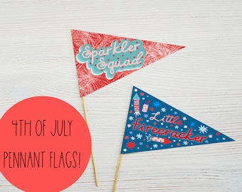 Digital Printable Fourth of July Pennant Flag, 4th of July Photo Prop ...