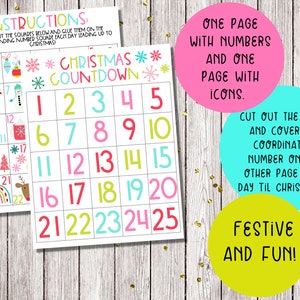 Printable Christmas Advent Calendar, Countdown to Christmas, Advent ...