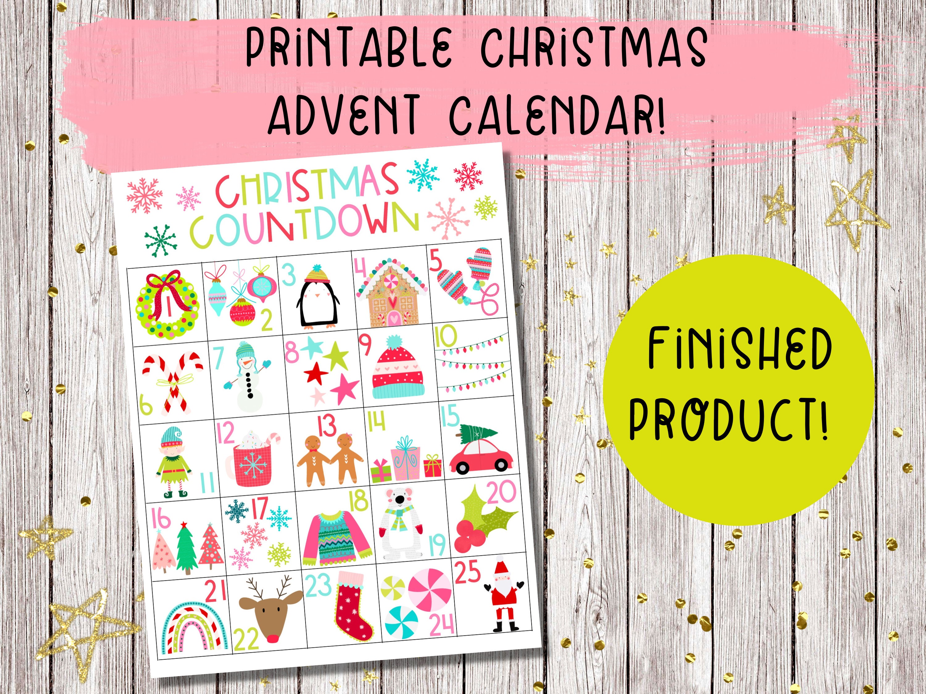 Printable Christmas Advent Calendar Countdown to Christmas - Etsy