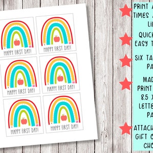 First Day of School Gift Tag / Printable Teacher Gift / Instant Digital ...
