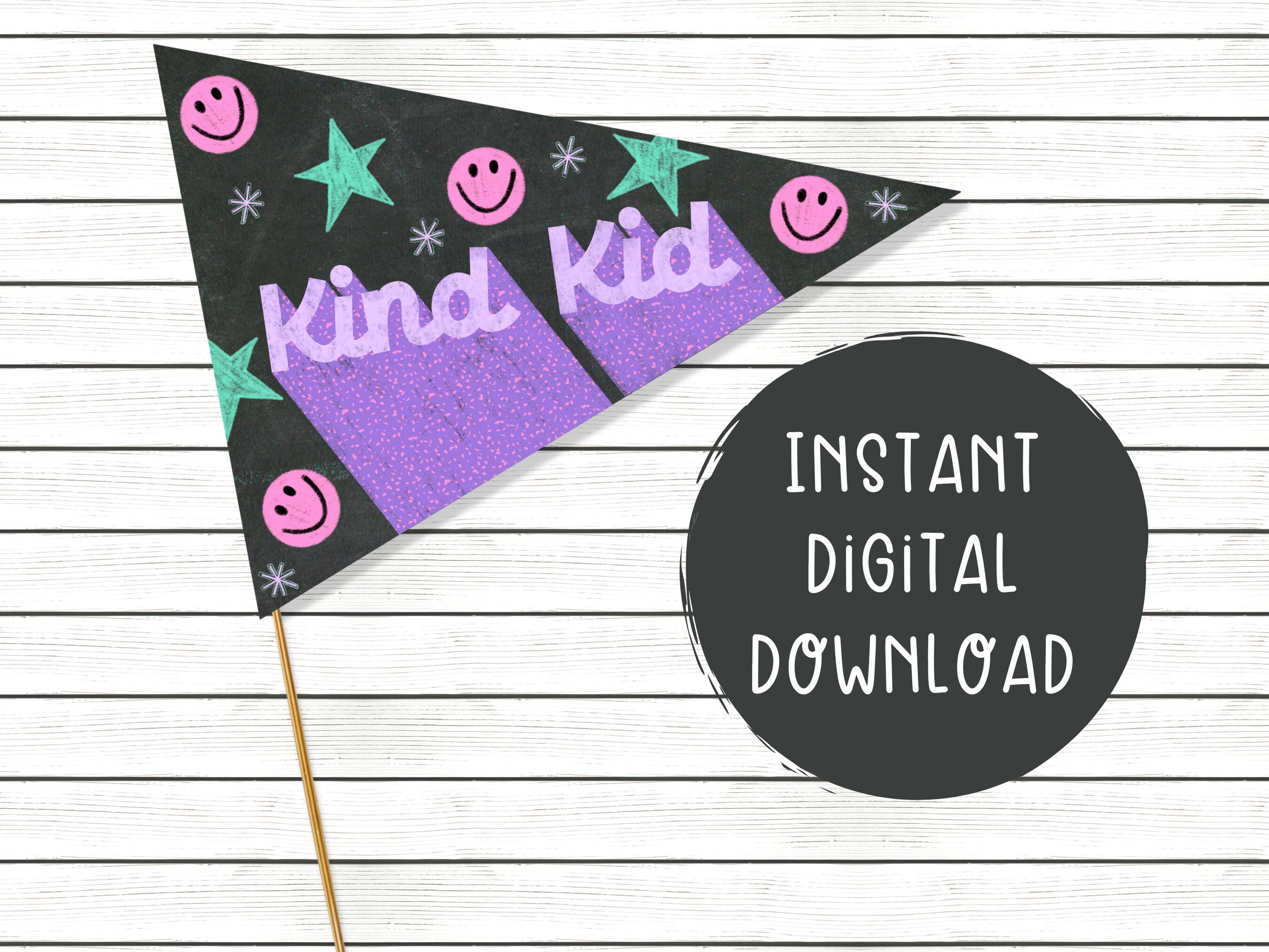 Printable First Day Pennant Flag, Chalkboard School Printable, Instant ...