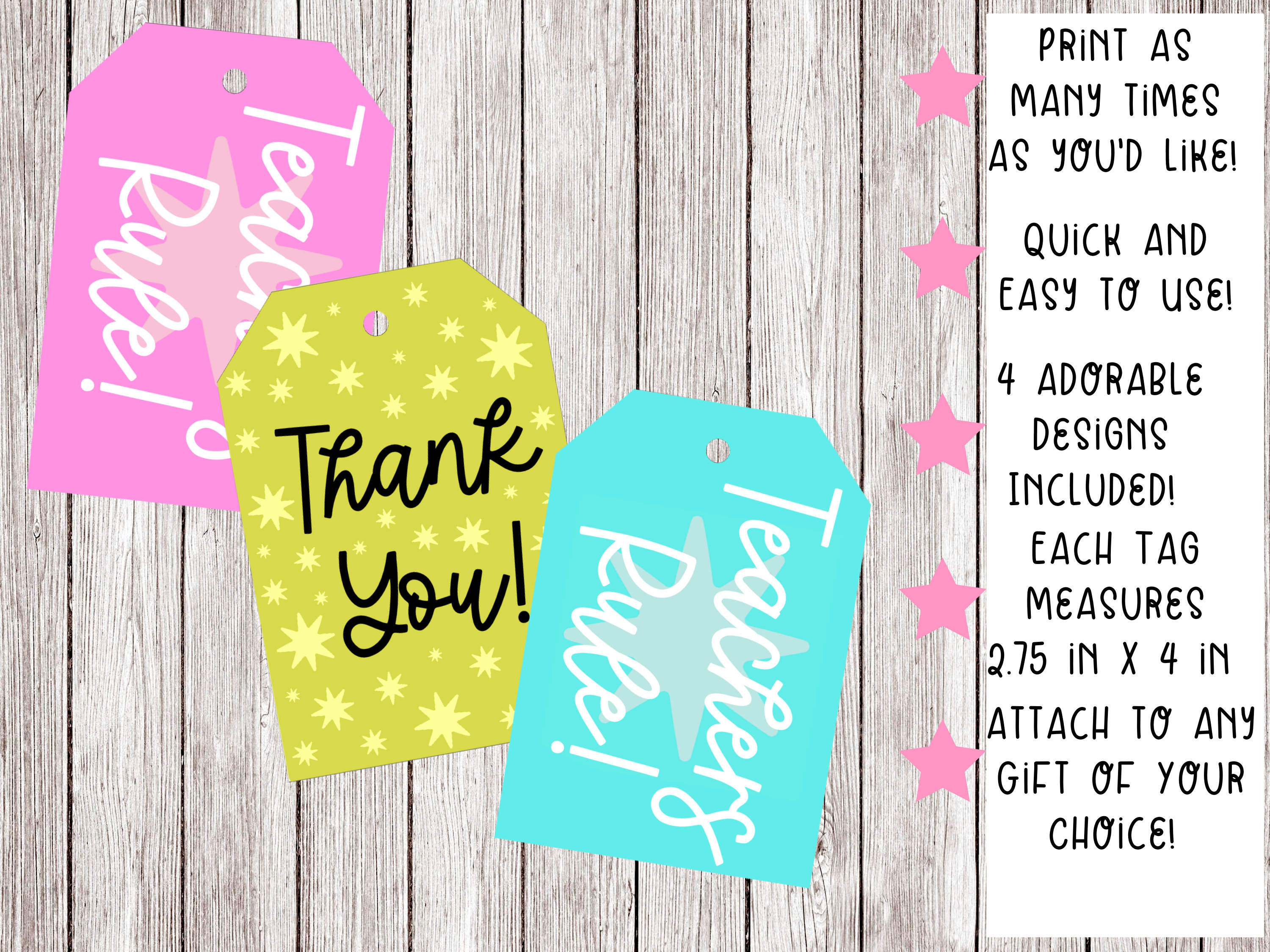 Teacher Gift Tags / Thank You Tags / Printable Gift Tags / End of ...