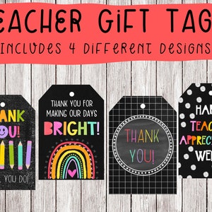 Teacher Appreciation Week Gift Tag, Printable Thank You Card, End of ...