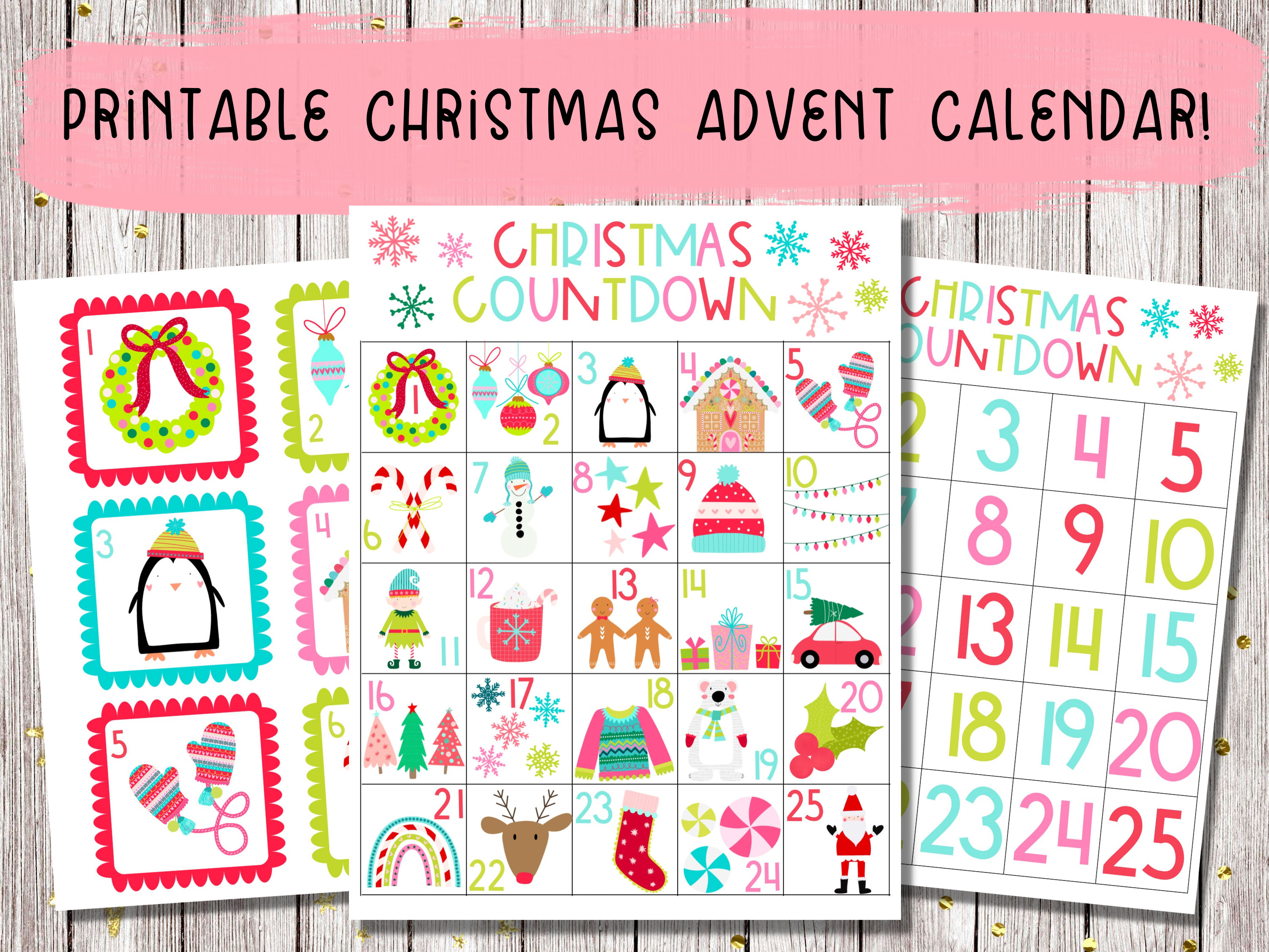 Printable Christmas Advent Calendar Countdown to Christmas - Etsy