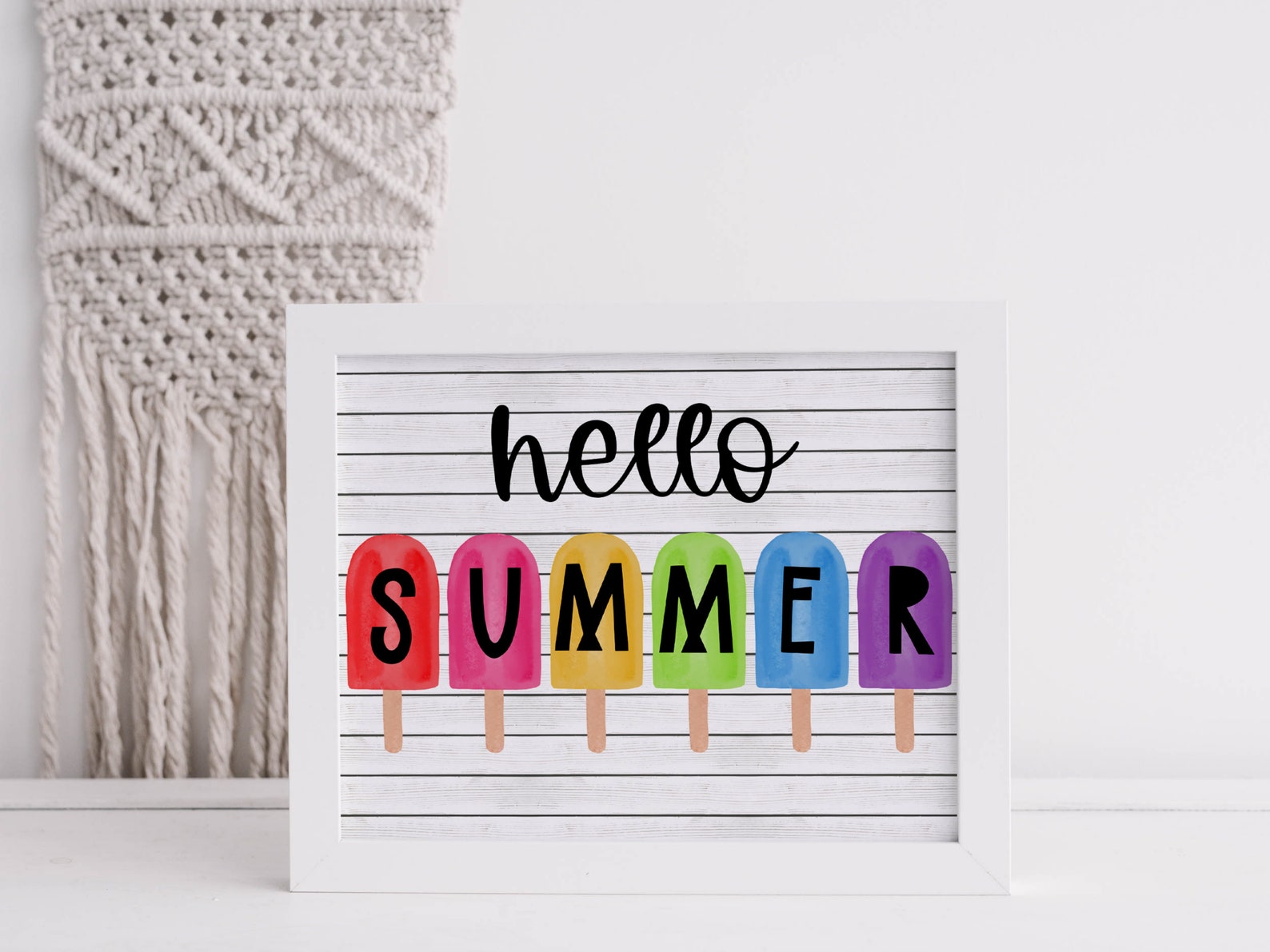 Hello Summer Printable Sign, Summer Decor, Printable Decor, Popsicle ...