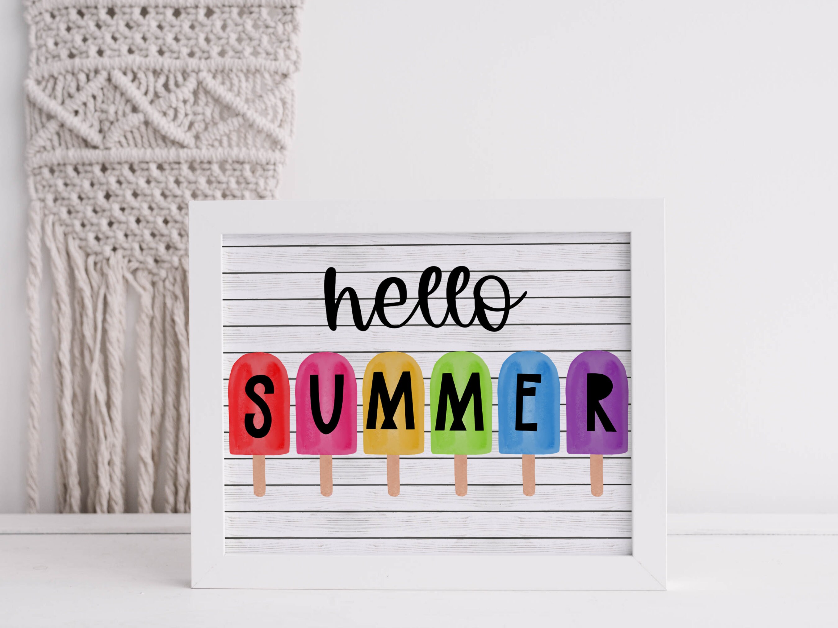 Hello Summer Printable Sign, Summer Decor, Printable Decor, Popsicle ...