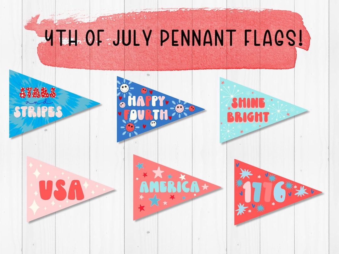 Digital Printable Fourth of July Pennant Flag, 4th of July Photo Prop ...