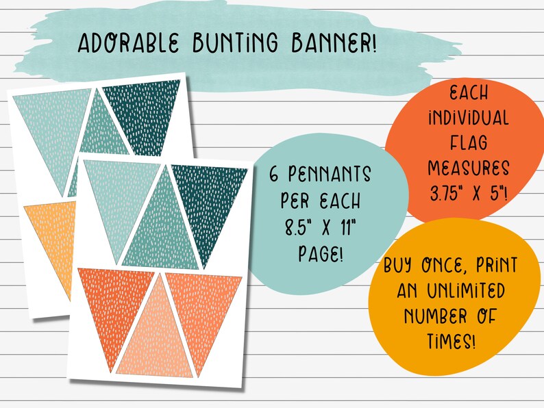 Printable Pennant Banner / Fathers Day Banner / Summer Bunting Banner ...