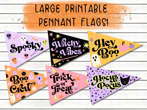 Large Halloween Pennant Flag Printable Fall Decor Spooky Boo - Etsy