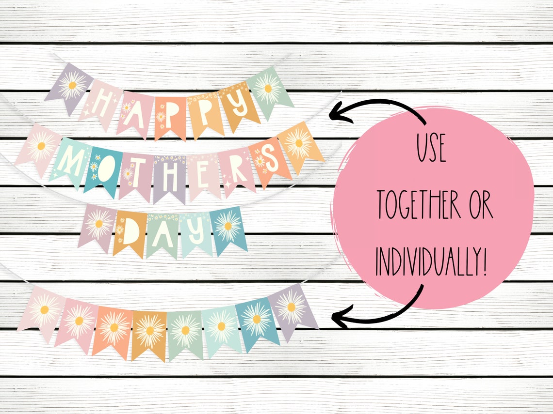 Printable Happy Mothers Day Banner Instant Download Happy - Etsy