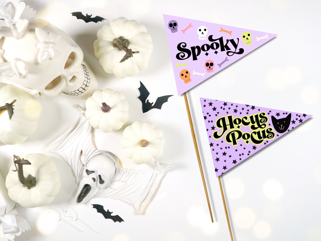 Mini Halloween Pennant Flags, Printable Boo Basket Filler, Spooky ...