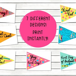 Printable School Pennant Flags, Back to School Photo Prop, First Day of ...