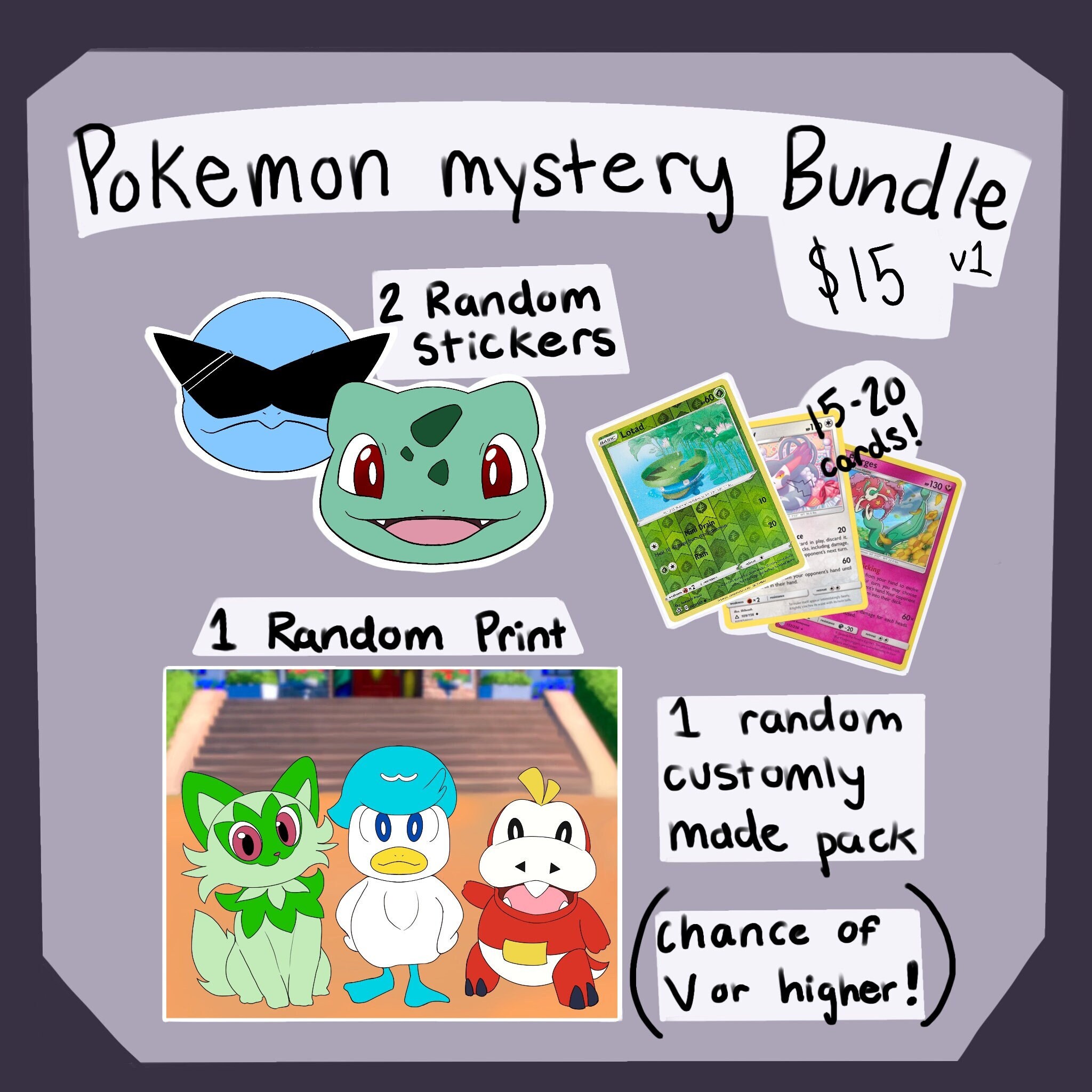Pokemon Bundle Mystery PKMN Poster Print Sticker - Etsy
