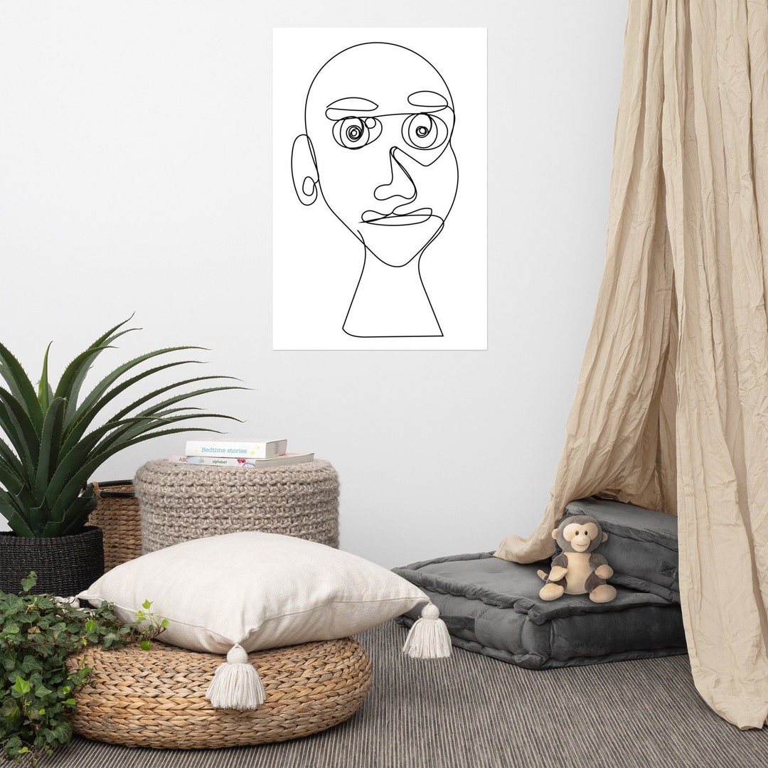 Continuous Line Art Print | "caffeinated" | Vertical Contemporary ...