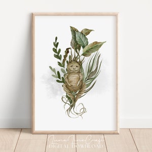 Set of Three Mandrake Herbology Prints Magic Botanical Watercolor Printable Gallery Wall Art ...