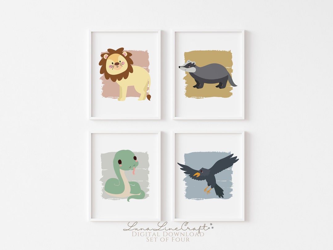 Set of 4 Magic Castle House Nursery Prints | Modern Potter Wizarding ...