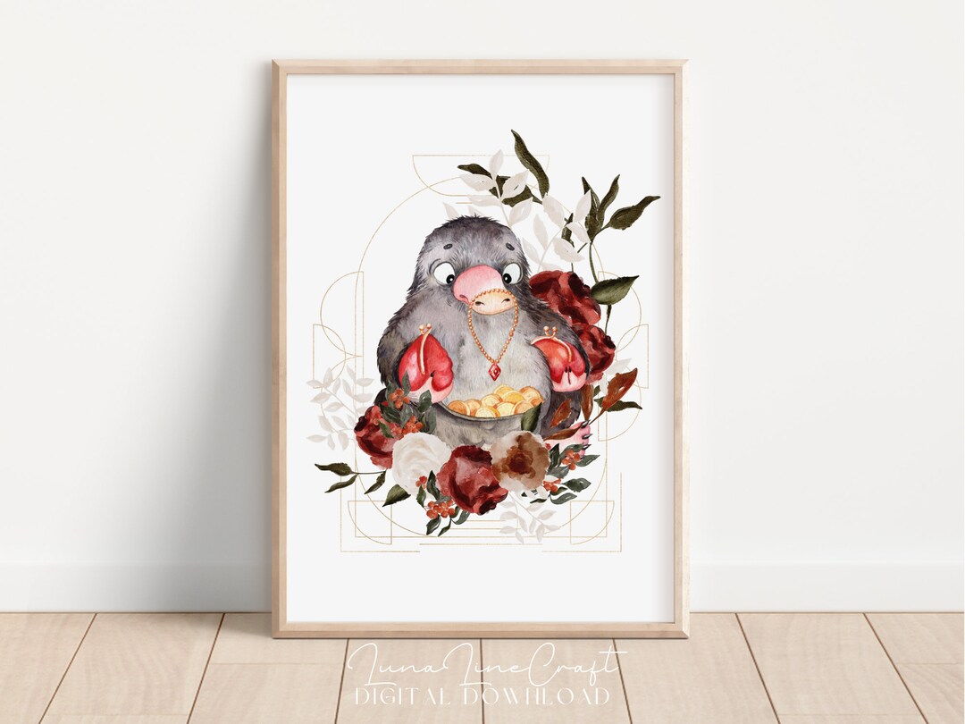 Fantastic Platypus Portrait | Magical Beast Floral Watercolor Printable ...