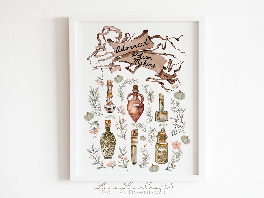 Advanced Potion Making Chart | Magic Botanical Watercolor Printable ...