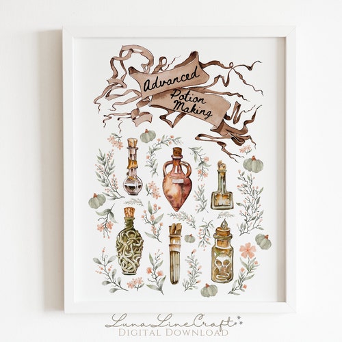 Advanced Potion Making Chart Magic Botanical Watercolor - Etsy