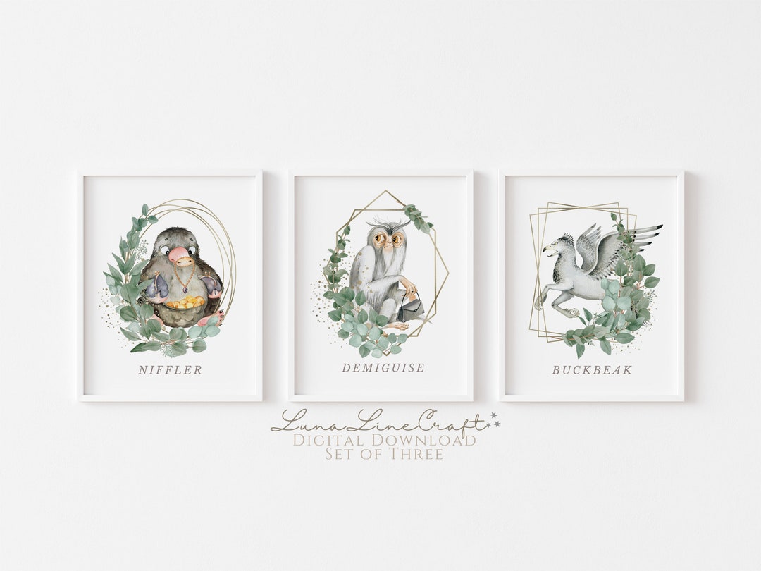 Set of Three HP Botanical Beasts | Magical Creatures Watercolor ...