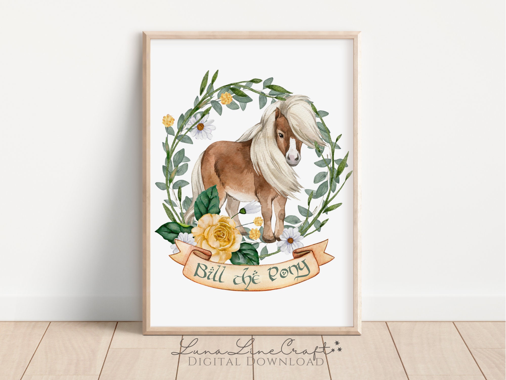 Bill the Pony Portrait | Sam's Horse Tolkien Floral Watercolor ...