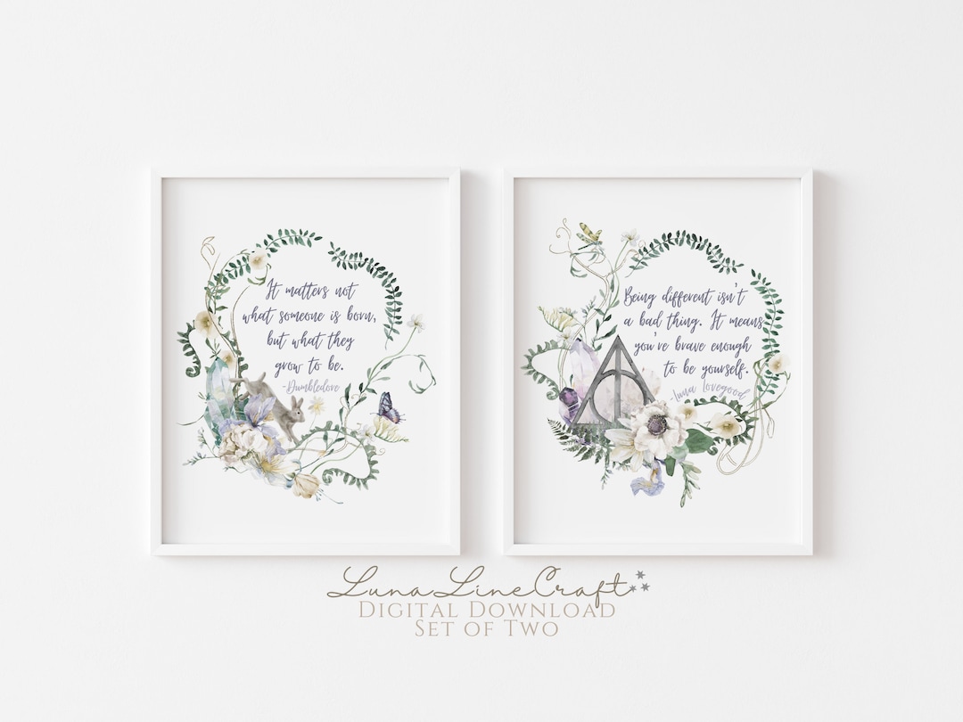 Set of Two HP Inspirational Quotes | Floral Pastel Watercolor Printable ...