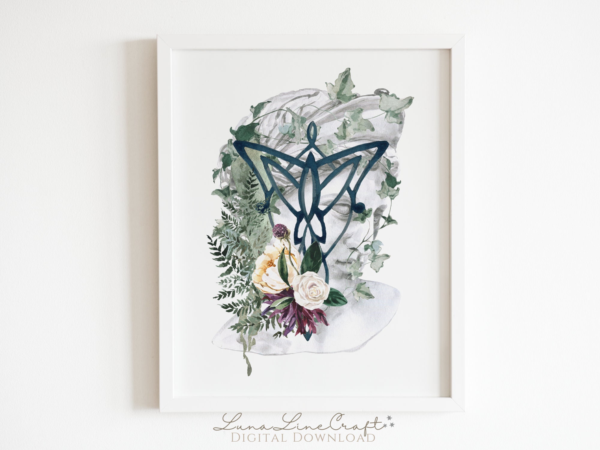Evenstar Symbol Print Tolkien Watercolor Printable Wall Art - Etsy