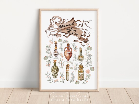Advanced Potion Making Chart Magic Botanical Watercolor - Etsy