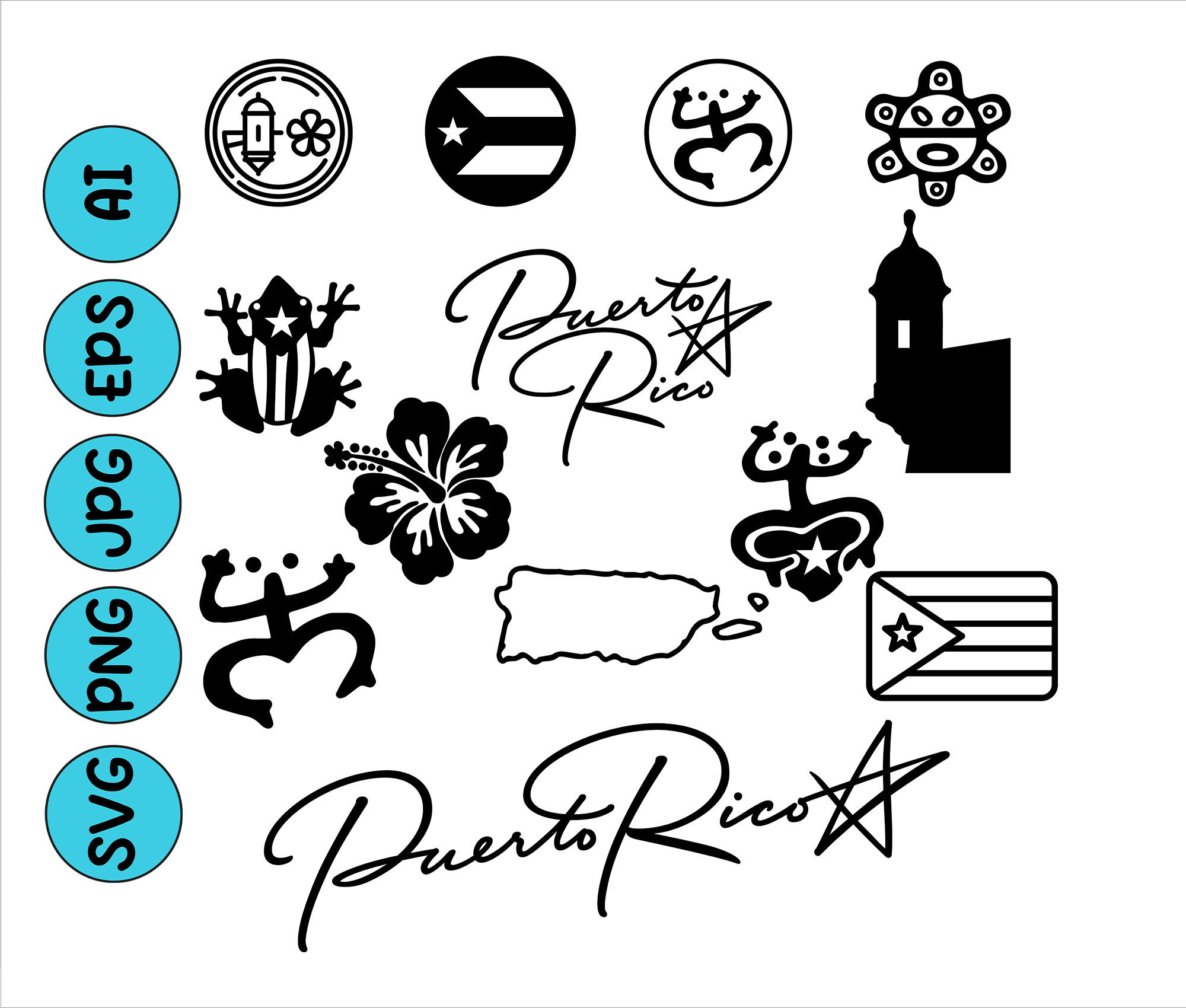 Puerto Rico Bundle Svg Taino Svg Puerto Rico Svg Garita | Etsy New Zealand