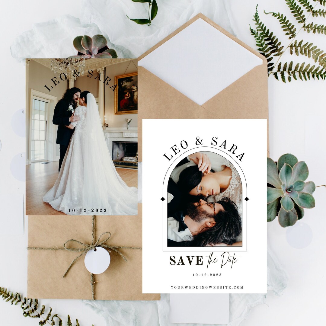 Double-sided MODERN Photo Save the Date Template, Downloadable ...