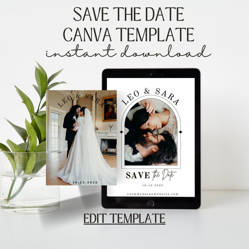 Double-sided MODERN Photo Save the Date Template, Downloadable ...