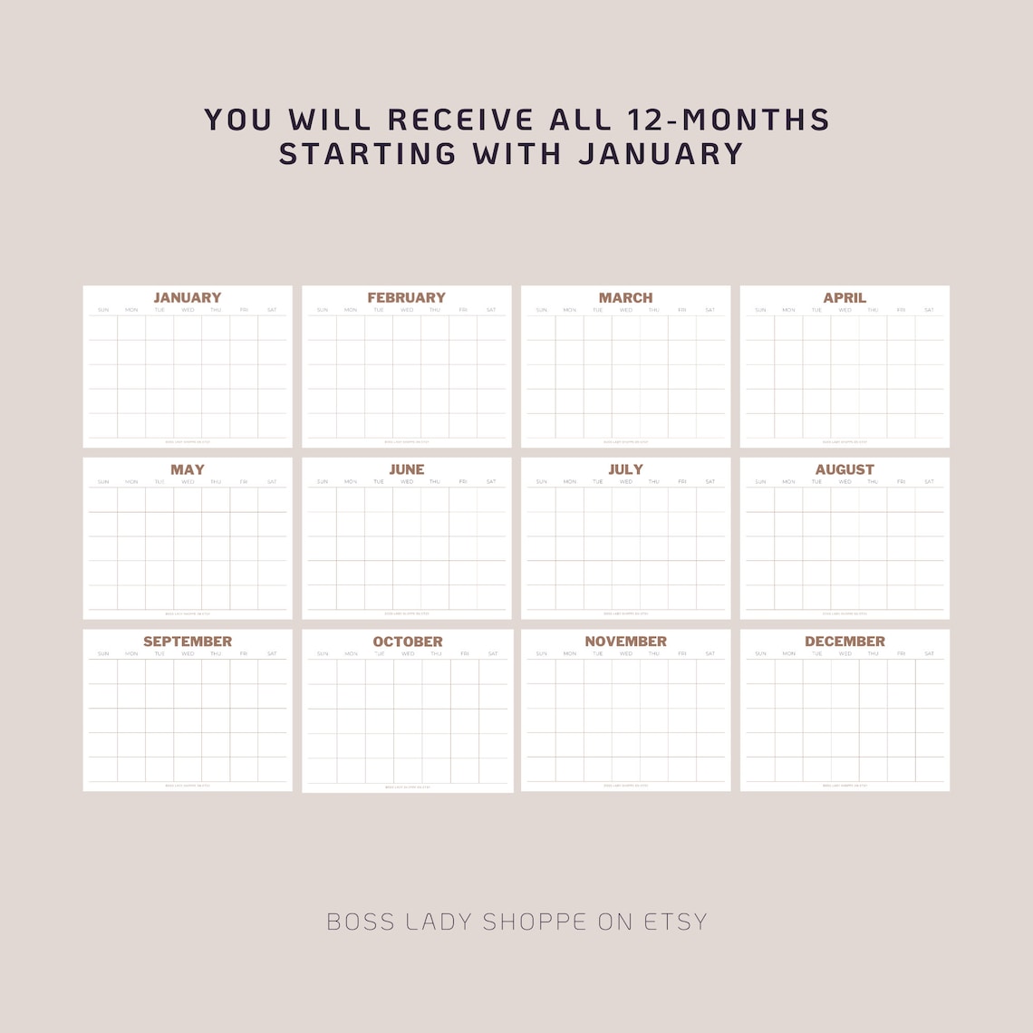 Blank Monthly Calendar Printable Blank Calendar Blank - Etsy