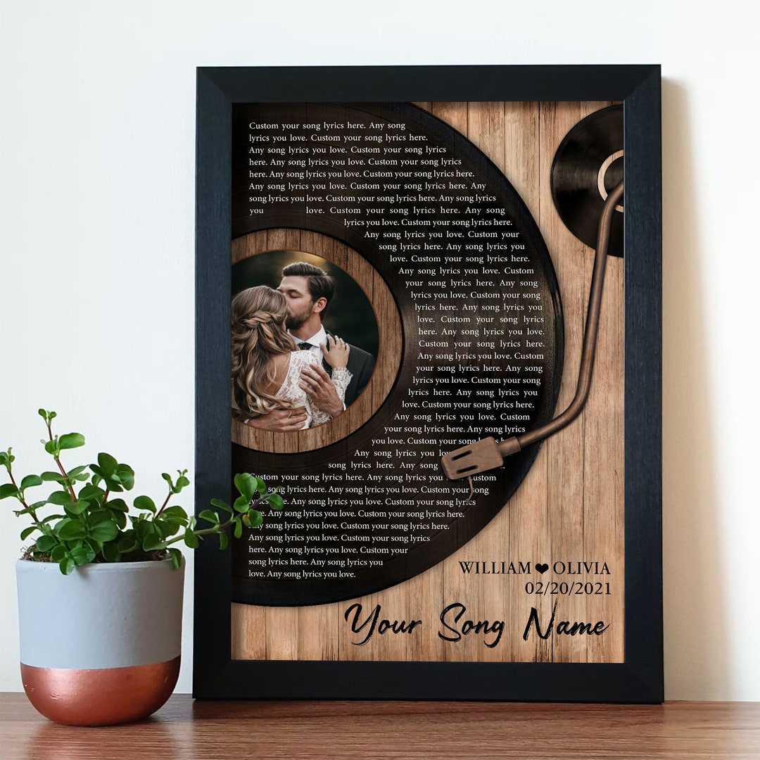 Personalized Song Lyrics Vinyl Record Photo Print, Anniversary Gift - Etsy