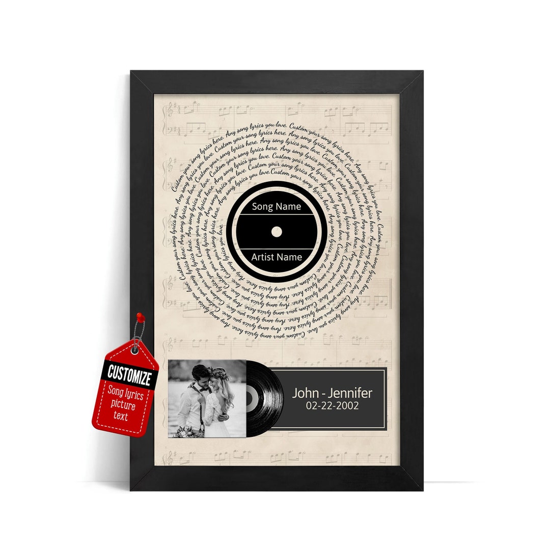 Custom Record Lyrics Poster Anniversary Wedding Gift, Personalized ...