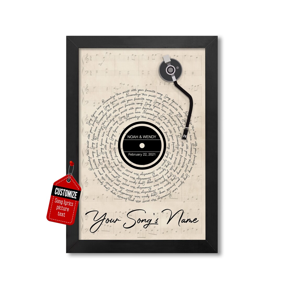 Custom Song Lyrics Vinyl Record Print, Anniversary Gift - Etsy