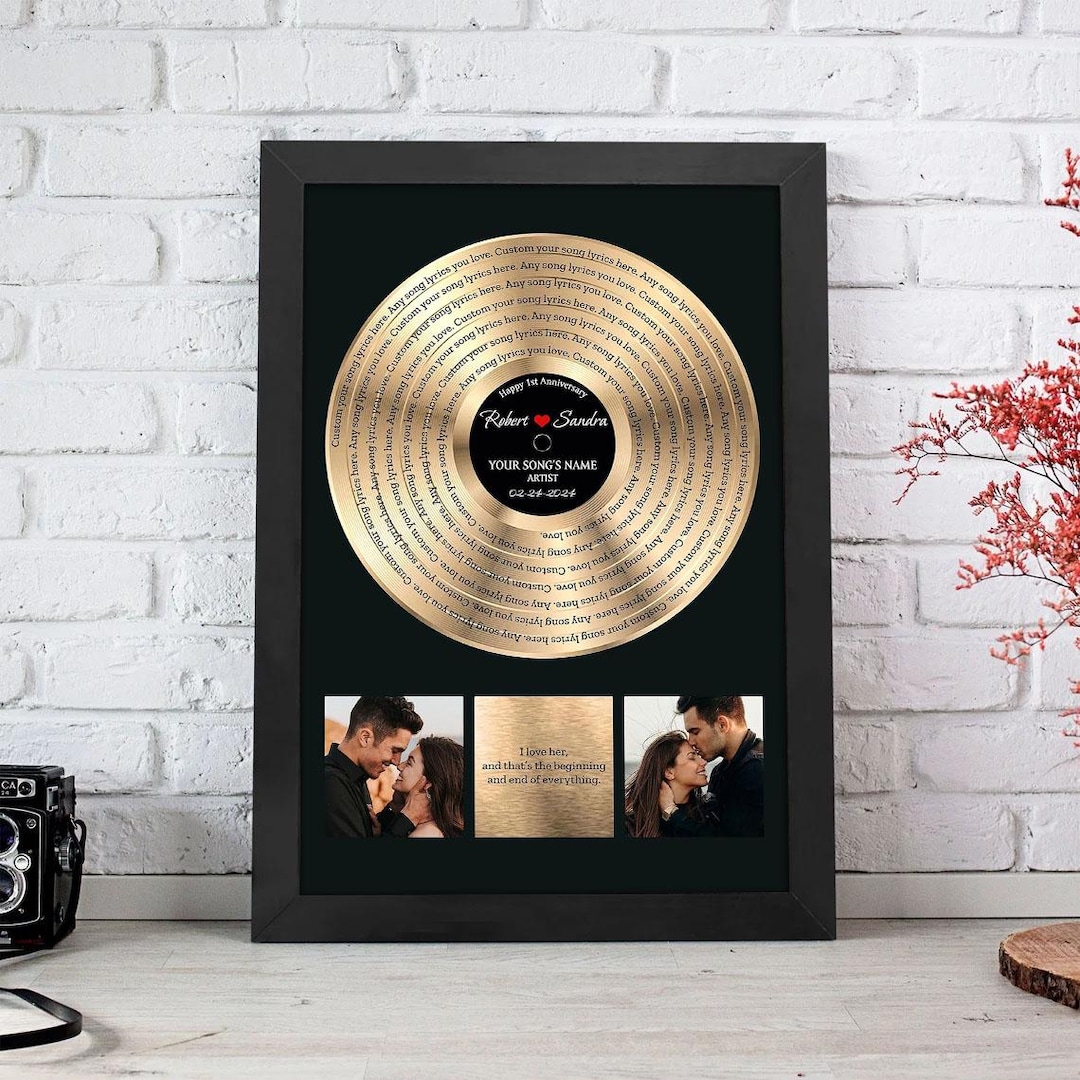 Personalized Gold Vinyl Record Plaque: Custom Song Lyrics & Photo - Etsy