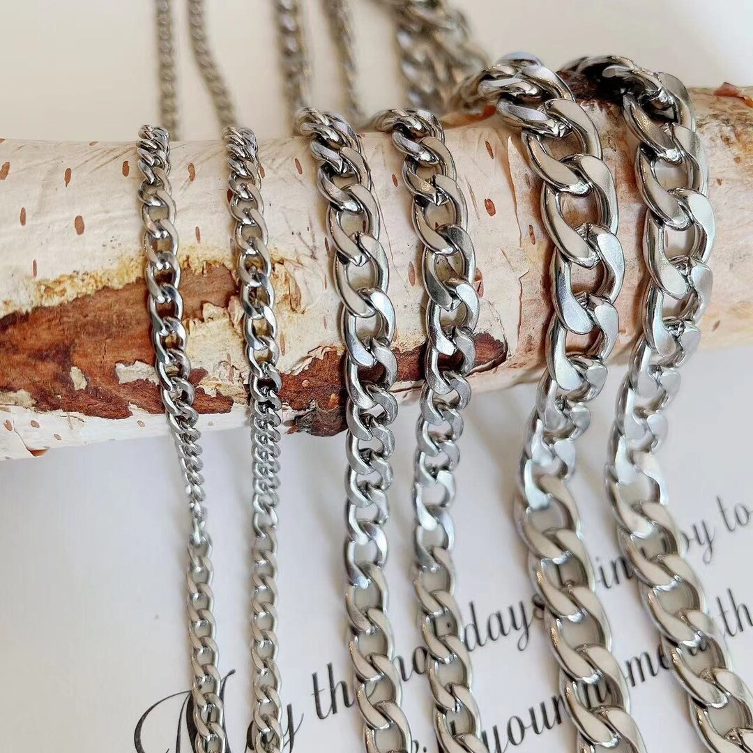 Necklace for Men, Stainless Steel Crub Chain, Silver Minimalist Chain ...