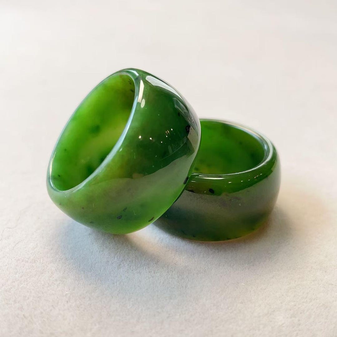 DEAL! Certified Natural Jade Bands, US 8-9 Jade Wide Ring, Forest Green ...