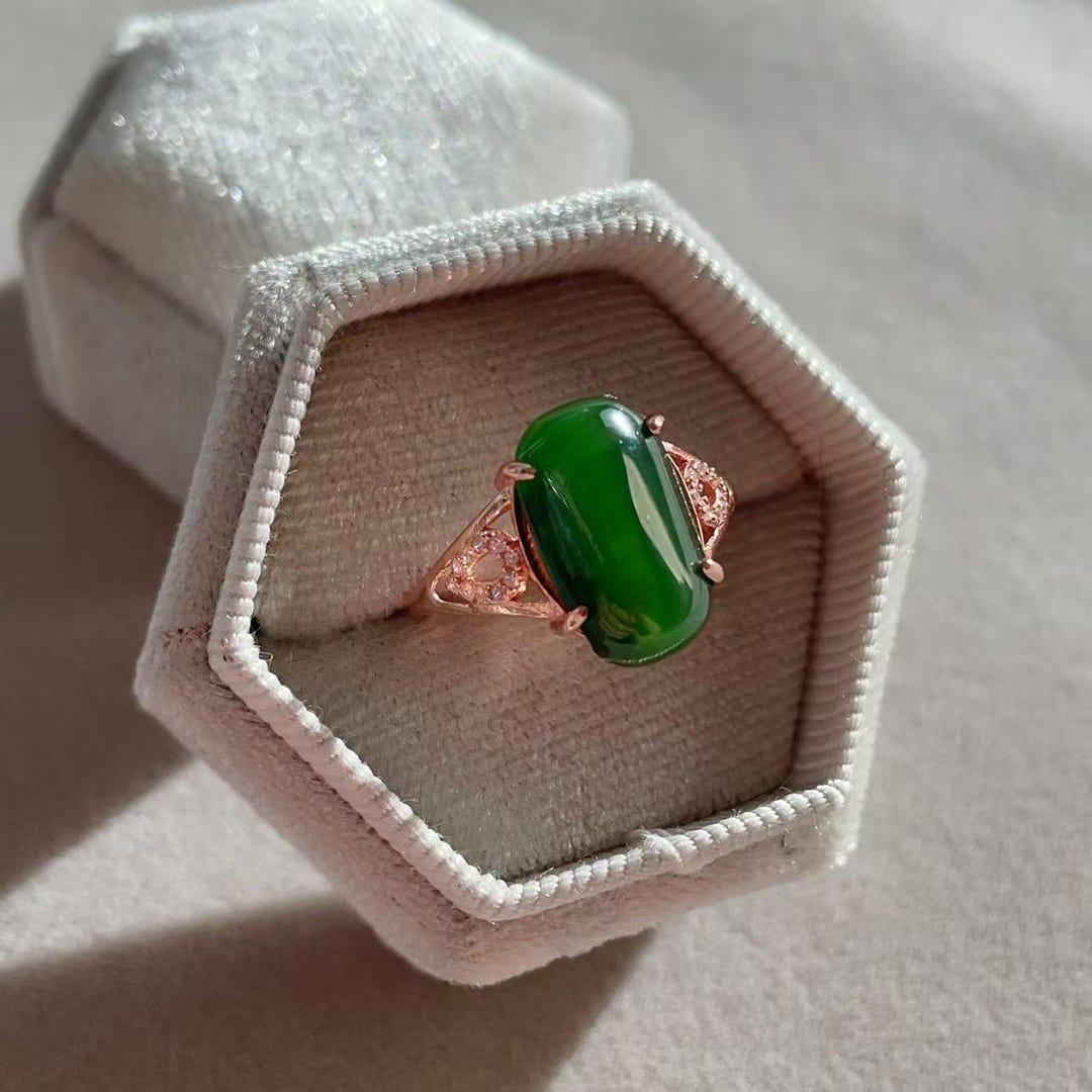 Certified Green Jade Ring, Natural Green Jade Ring, High Grade Jade ...
