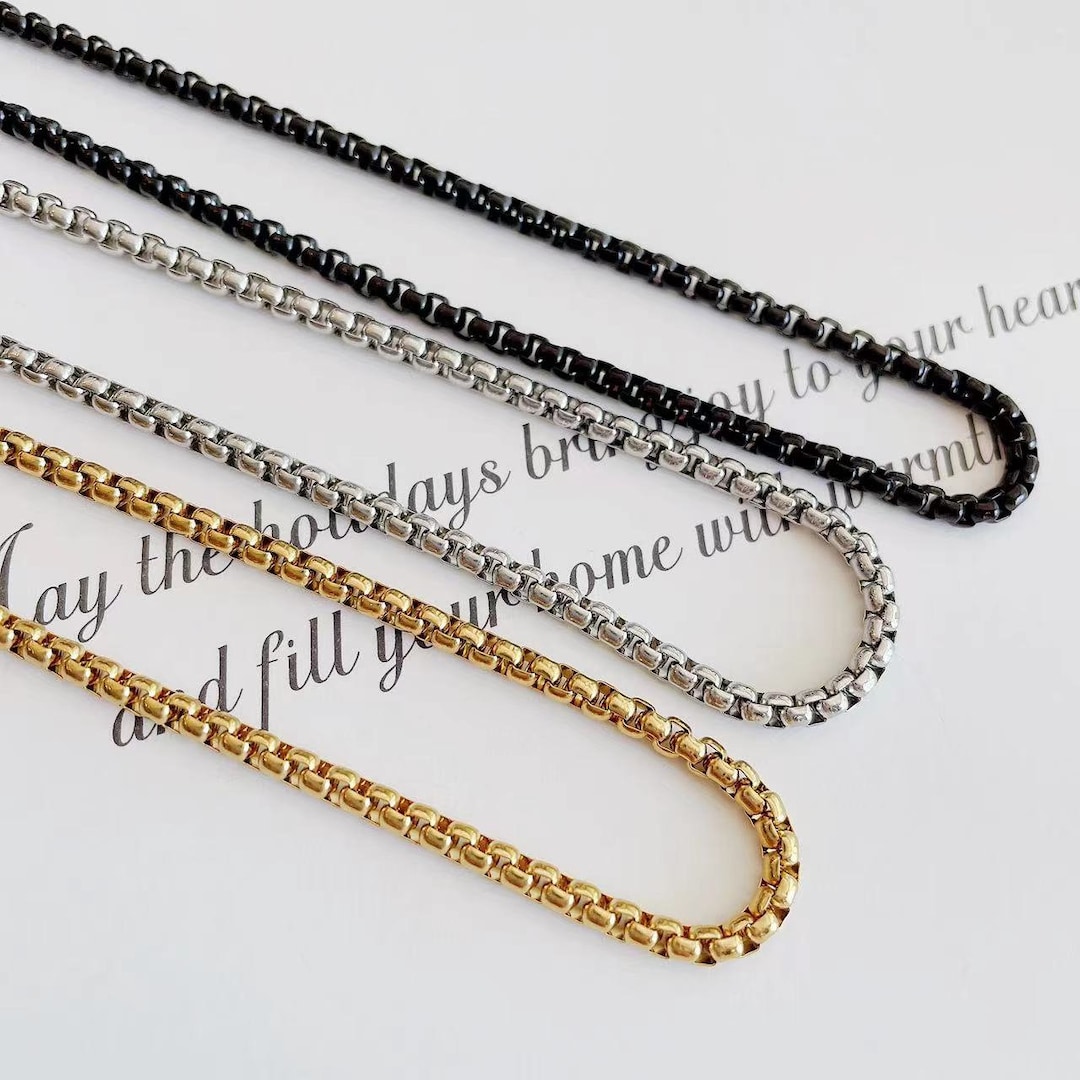 Stainless Steel Round Box Chain, Necklace for Men, Minimalist Steel ...