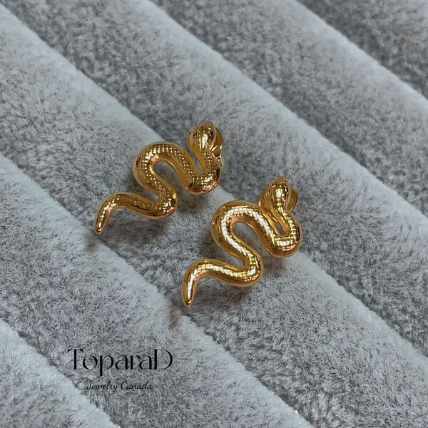 Gold Snake Earrings - Etsy
