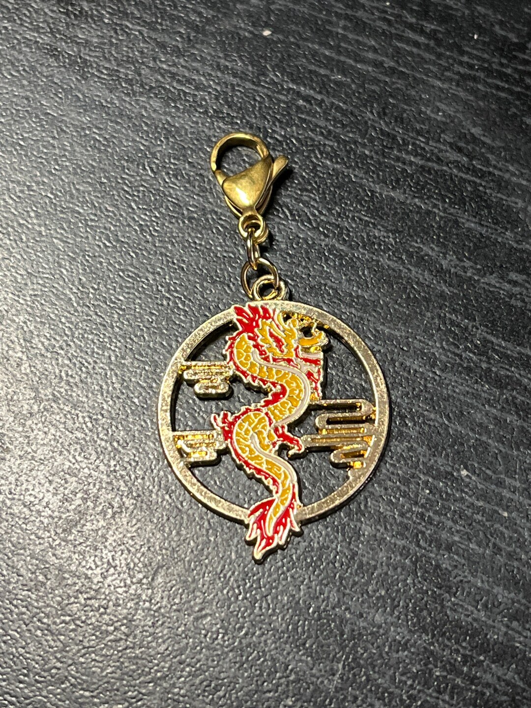 Golden and Red Chinese Dragon Zipper Charm With Stainless Steel Clasp ...