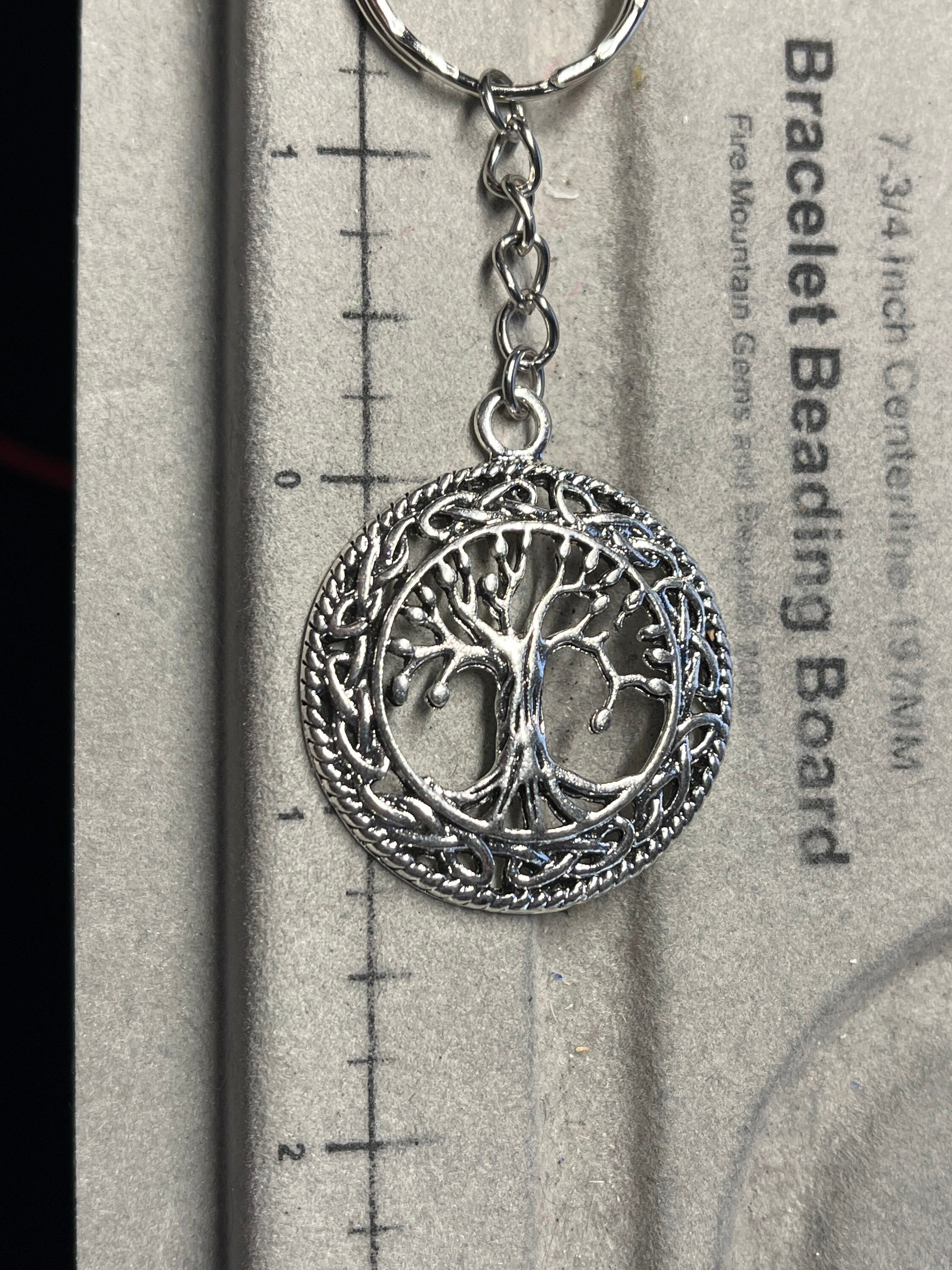 Celtic Knot Border Tree of Life Silver Keychain - Etsy