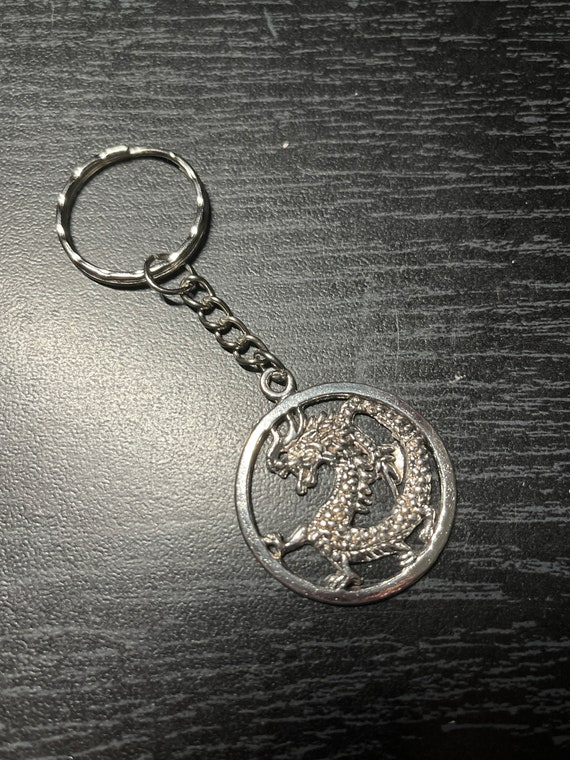 Chinese Silver Dragon Keychain | Etsy