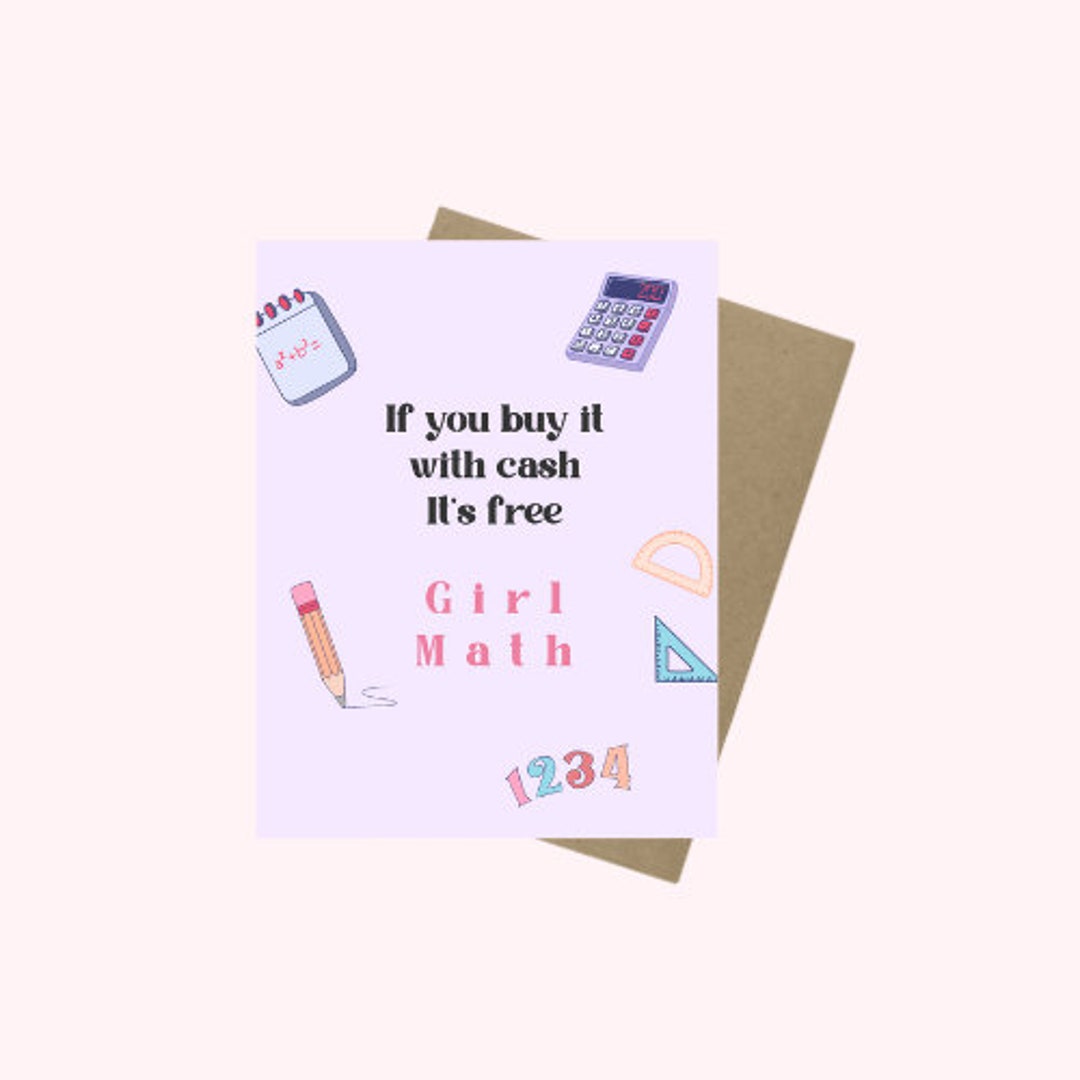 Girl Math, Birthday Card, Valentine Card, Girl Math Card, Funny Card - Etsy