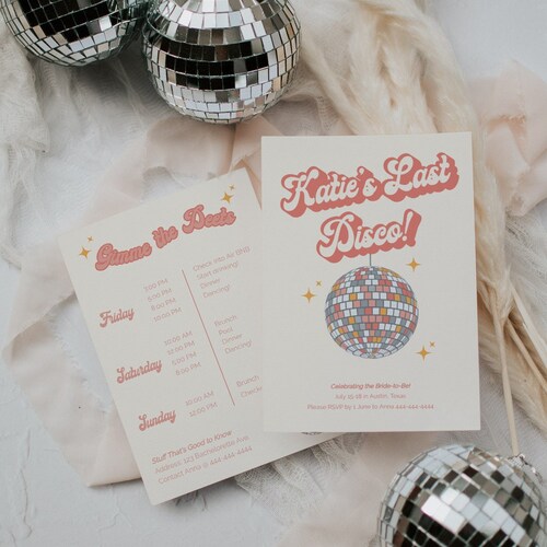 Last Disco Retro Bachelorette Invite and Itinerary // Editable - Etsy