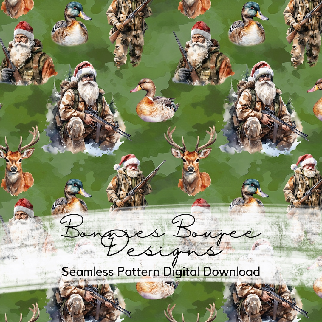Camo Santa Hunter Watercolor Christmas Seamless File - Etsy